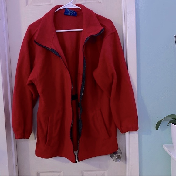 Jackets & Coats | Acadia Red Sherpa Jacket Fuzzy Furry Fleece Warm Guc ...